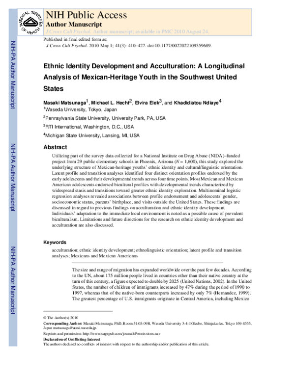 (PDF) Ethnic Identity Development and Acculturation: A Longitudinal ...