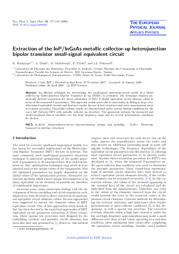 (PDF) Extraction of the InP/InGaAs metallic collector-up heterojunction bipolar transistor small ...