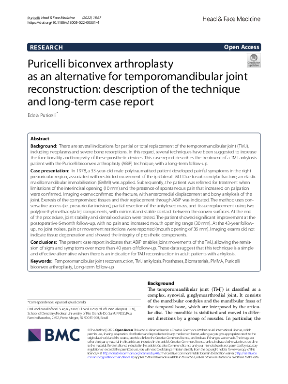 (PDF) Puricelli biconvex arthroplasty as an alternative for ...