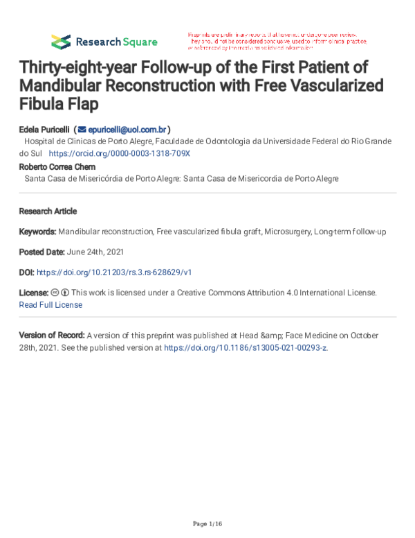 (PDF) Thirty-eight-year Follow-up of the First Patient of Mandibular ...