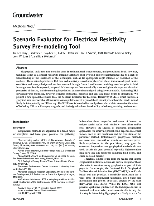 (PDF) Scenario Evaluator for Electrical Resistivity (SEER) Survey ...
