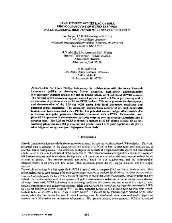 (PDF) Development and testing of bulk photoconductive switches used for ...