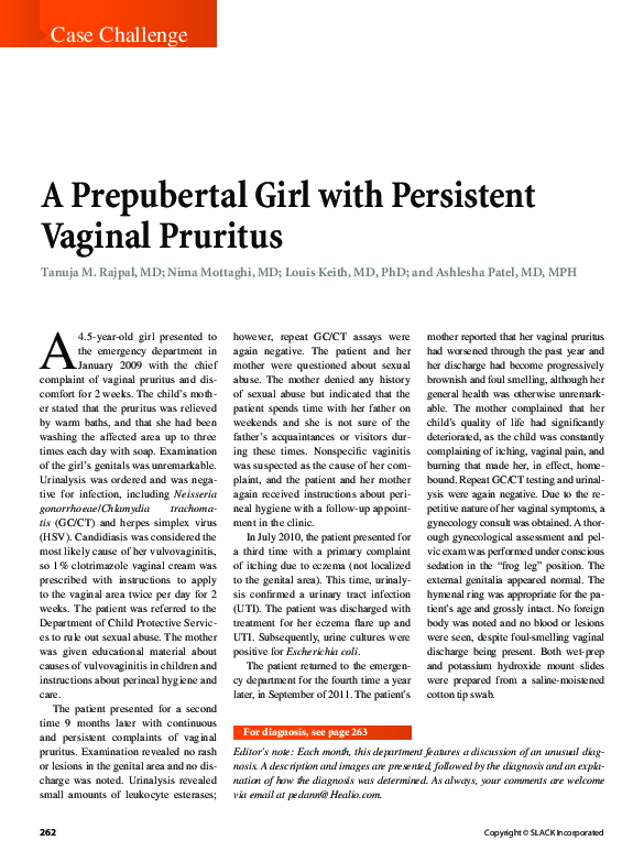 (PDF) A Prepubertal Girl with Persistent Vaginal Pruritus