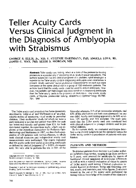 (PDF) Teller Acuity Cards Versus Clinical Judgment in the Diagnosis of ...