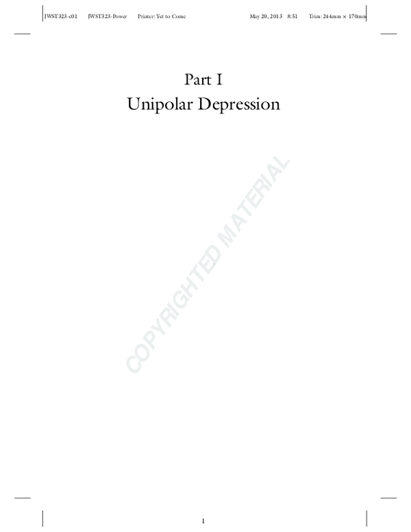 (PDF) The Classification and Epidemiology of Unipolar Depression