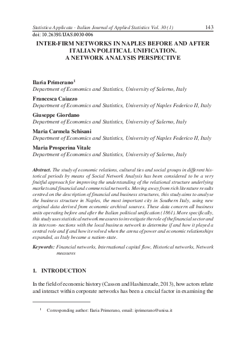 (PDF) Inter-Firm Networks in Naples Before and After Italian Political ...