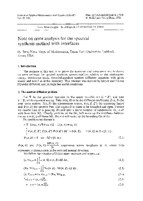 (PDF) Note on error analysis for the spectral synthesis method with ...