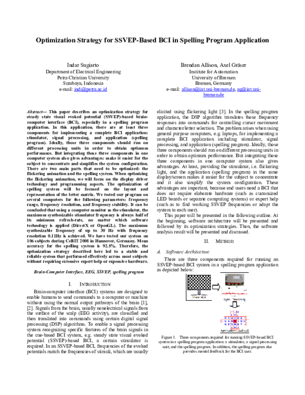 (PDF) Optimization Strategy for SSVEP-Based BCI in Spelling Program Application
