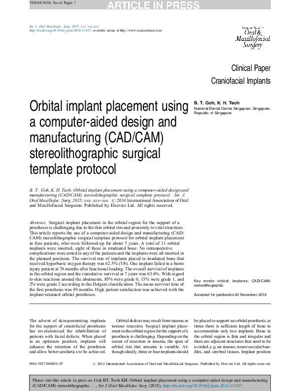 (PDF) Orbital implant placement using a computer-aided design and ...