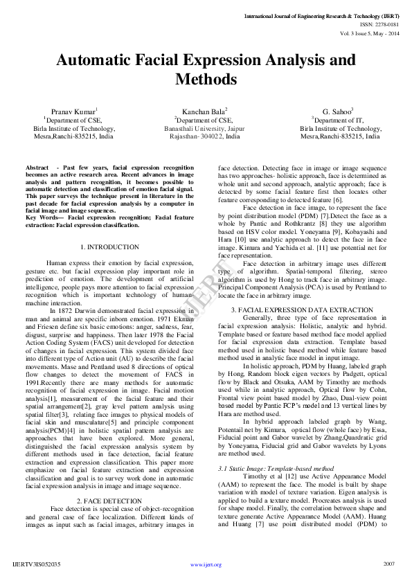 (PDF) Automatic Facial Expression Analysis and Methods