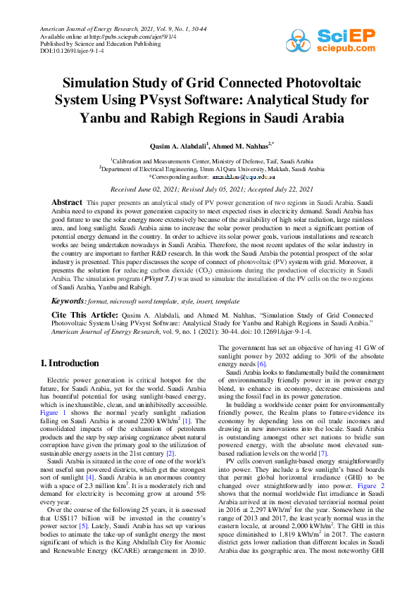 (PDF) Simulation Study of Grid Connected Photovoltaic System Using PVsyst Software: Analytical ...