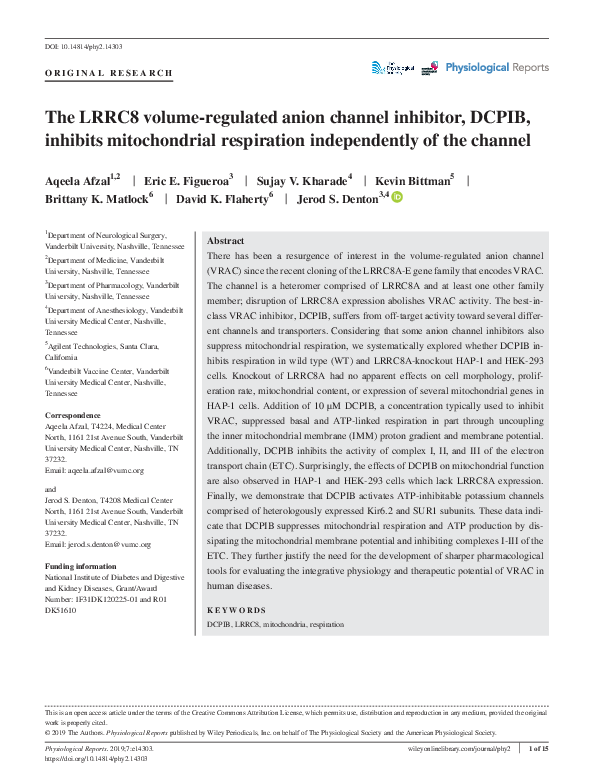 (PDF) The LRRC8 volume‐regulated anion channel inhibitor, DCPIB ...