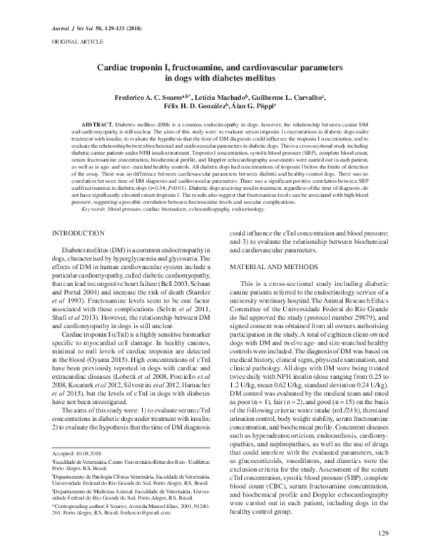 (PDF) Cardiac troponin I, fructosamine, and cardiovascular parameters ...