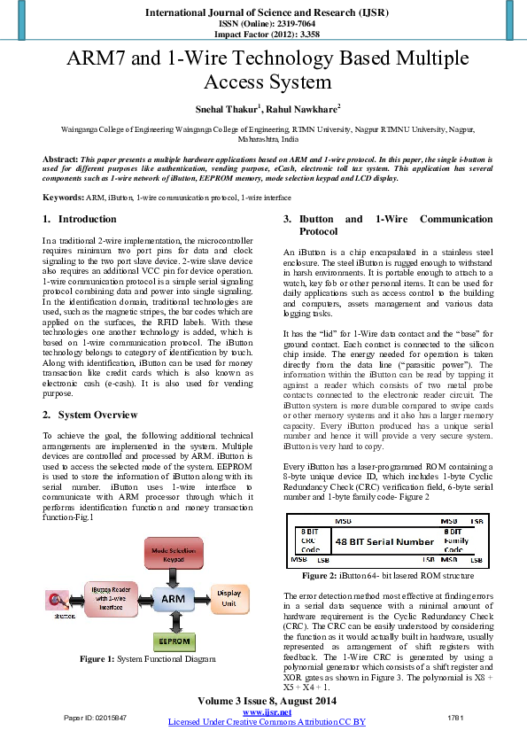 (PDF) ARM7 and 1-Wire Technology Based Multiple Access System