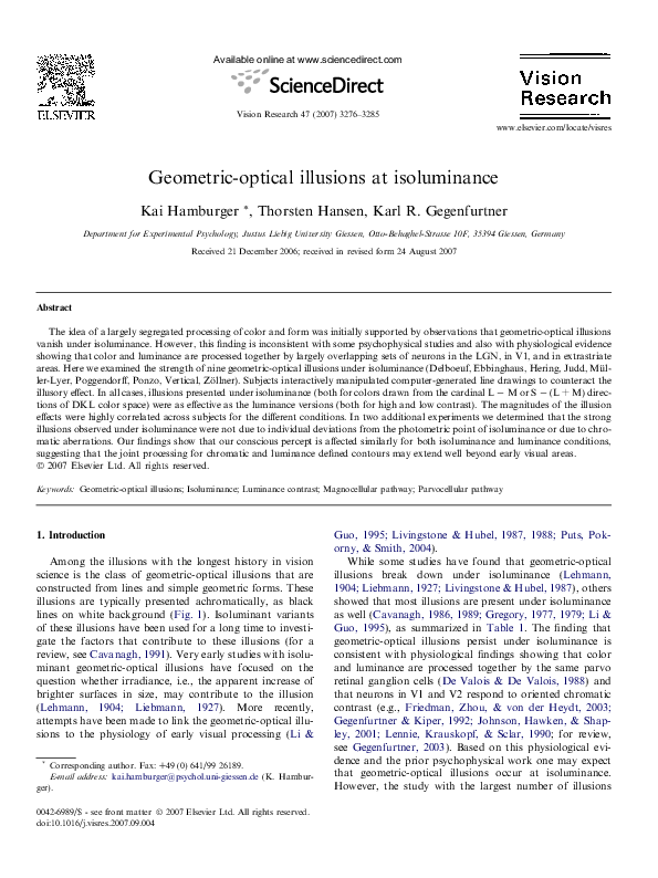 (PDF) Geometric-optical illusions at isoluminance