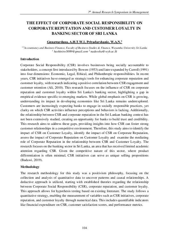 (PDF) THE EFFECT OF CORPORATE SOCIAL RESPONSIBILITY ON CORPORATE REPUTATION AND CUSTOMER LOYALTY ...