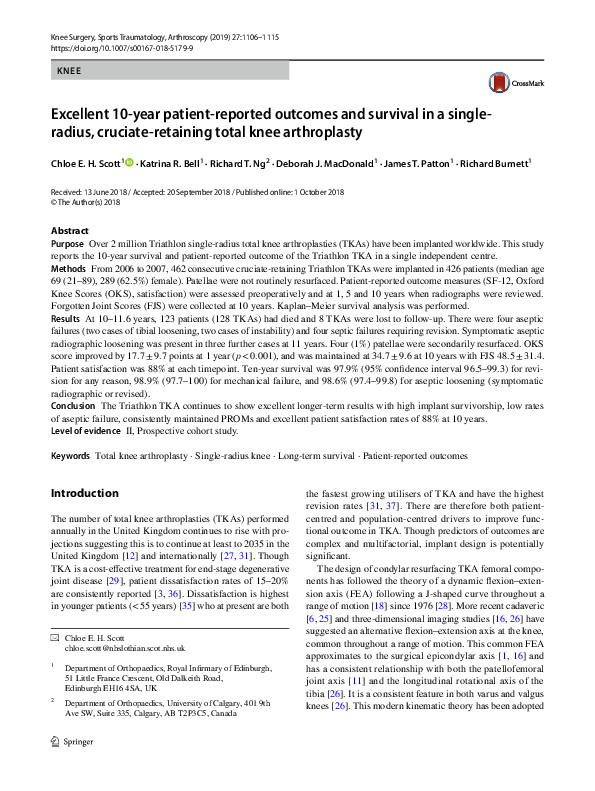 (PDF) Excellent 10-year patient-reported outcomes and survival in a ...