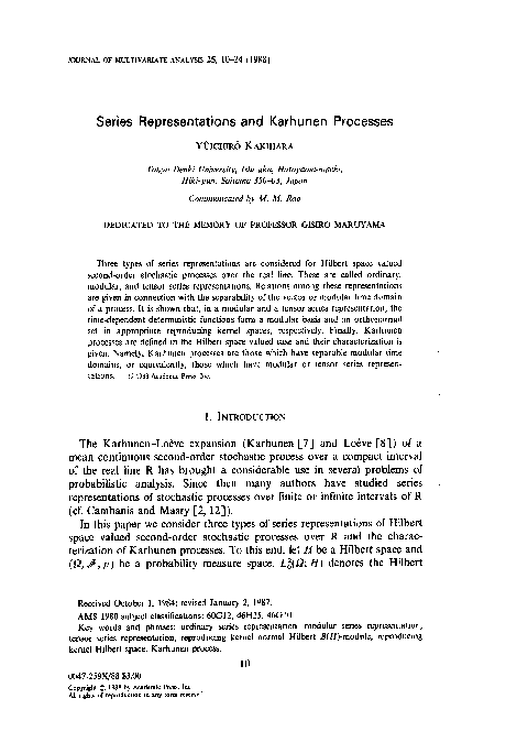 (PDF) Series representations and Karhunen processes