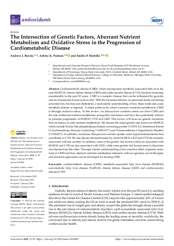 (PDF) The Intersection of Genetic Factors, Aberrant Nutrient Metabolism and Oxidative Stress in ...