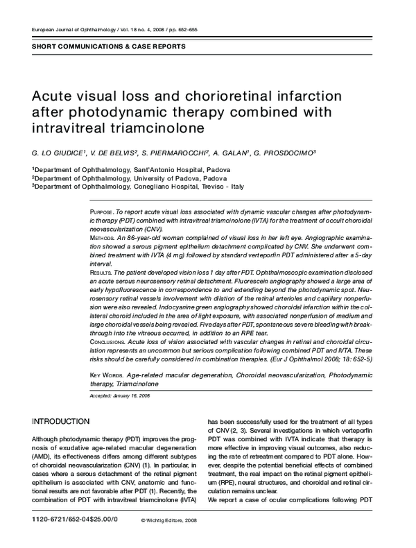 (PDF) Acute Visual Loss and Chorioretinal Infarction after Photodynamic ...