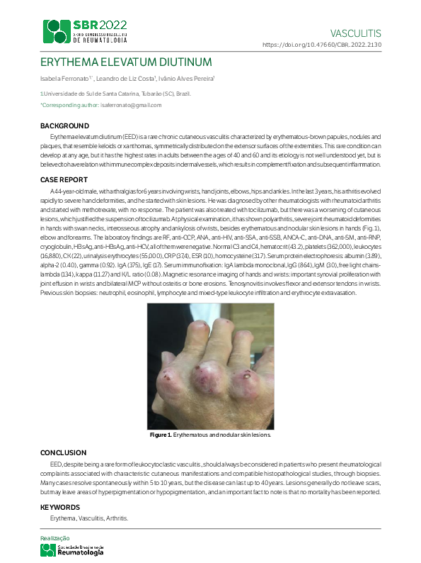 (PDF) Erythema Elevatum Diutinum