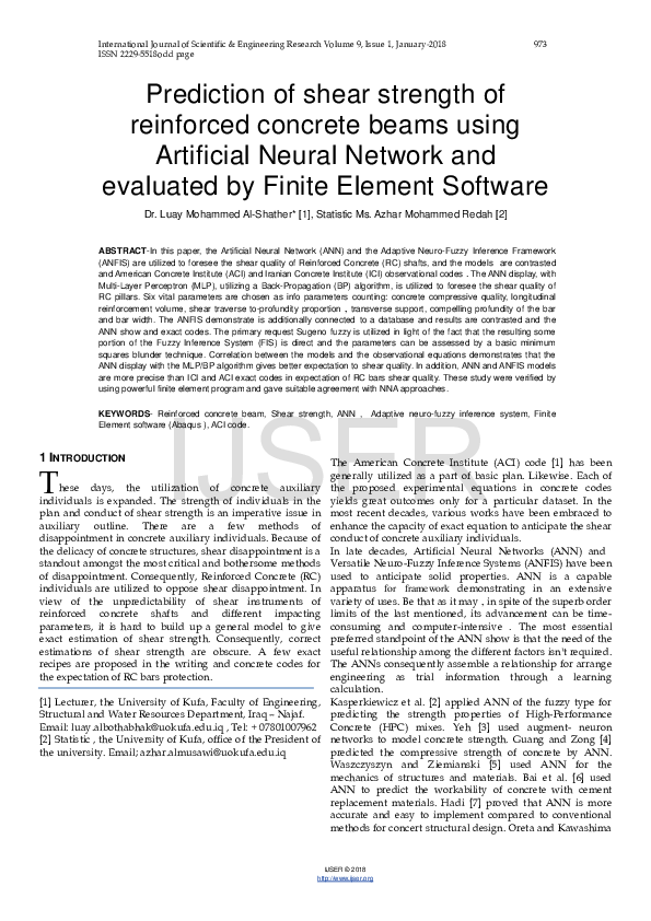 (PDF) Prediction of shear strength of reinforced concrete beams using Artificial Neural Network ...