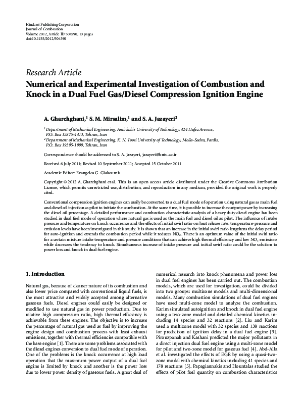 (PDF) Numerical and Experimental Investigation of Combustion and Knock ...