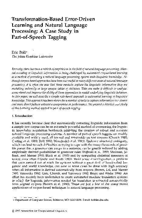 (PDF) Transformation-Based Error-Driven Learning and Natural Language ...
