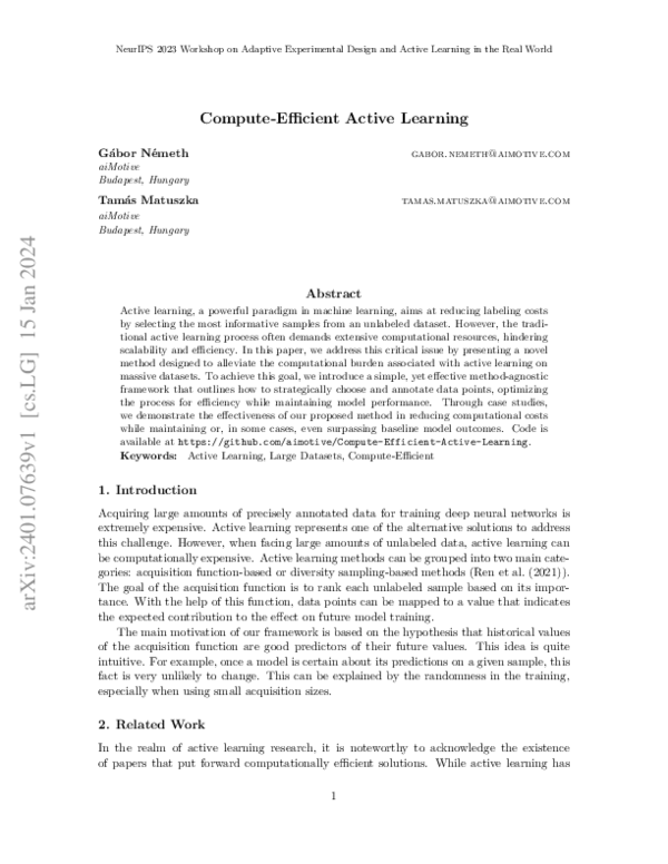 (PDF) Compute-Efficient Active Learning