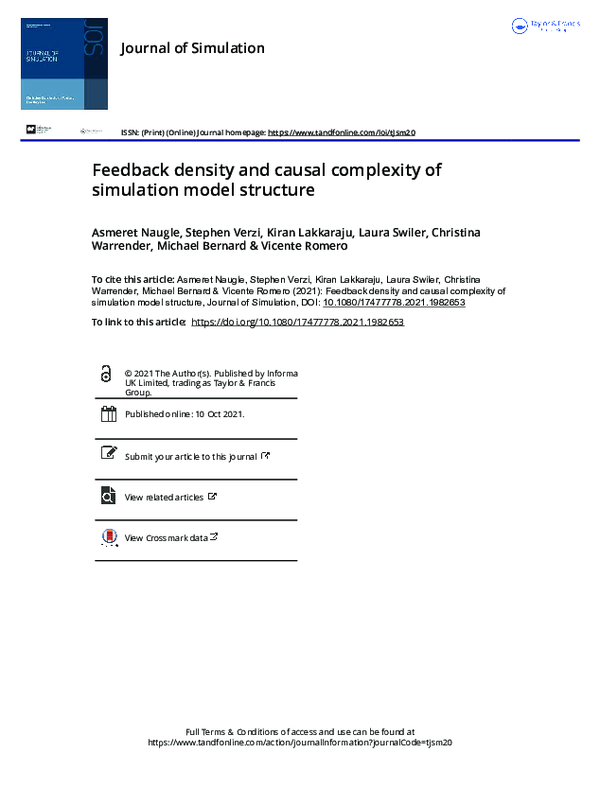 (PDF) Feedback density and causal complexity of simulation model structure