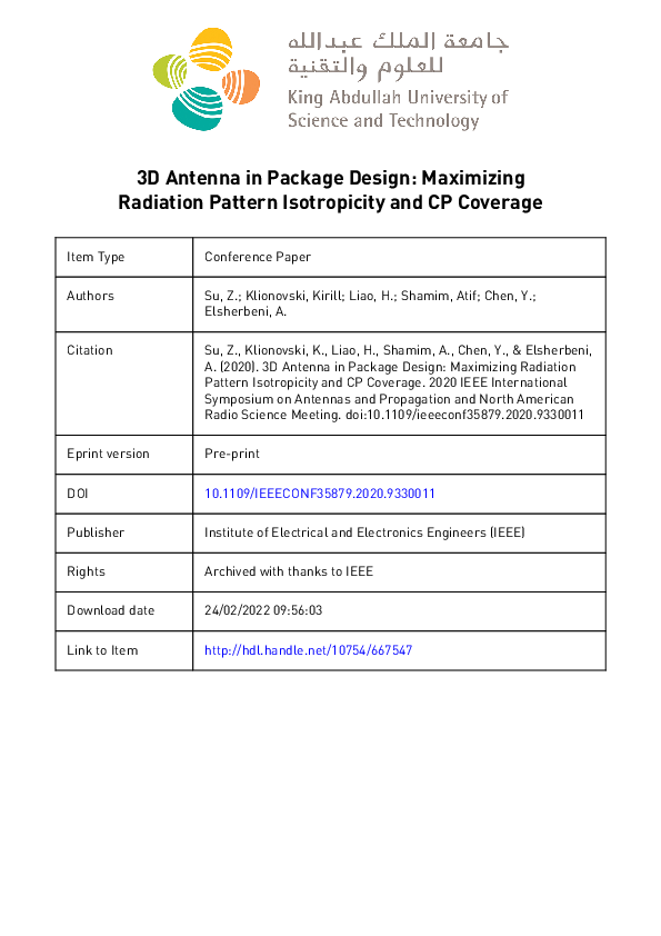 (PDF) 3D Antenna in Package Design: Maximizing Radiation Pattern ...