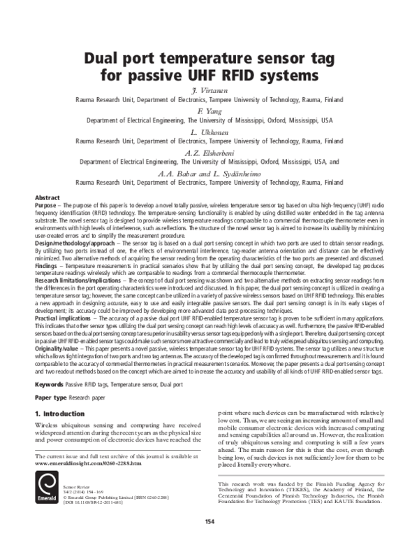 (PDF) Temperature sensor tag for passive UHF RFID systems