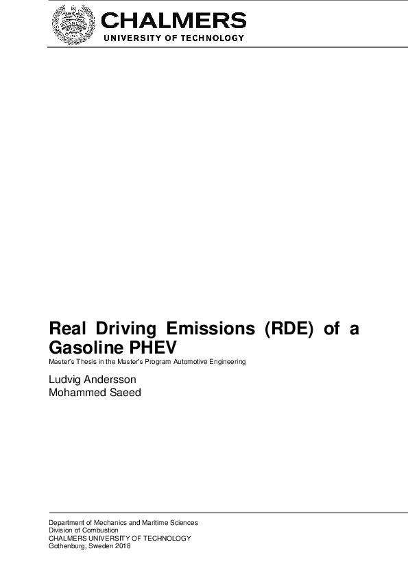 (PDF) Real Driving Emissions (RDE) of a Gasoline PHEV