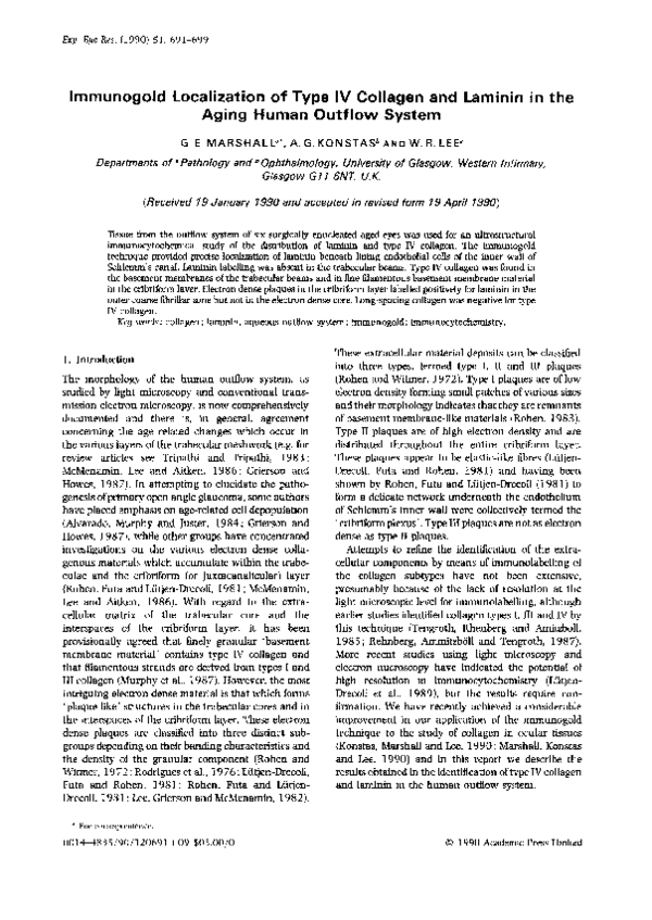 (PDF) Immunogold localization of type IV collagen and laminin in the ...