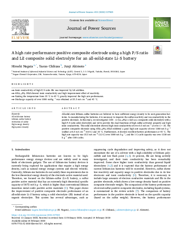 (PDF) A high rate performance positive composite electrode using a high ...