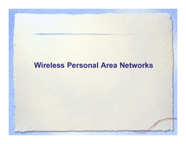 (PDF) Wireless personal area networks