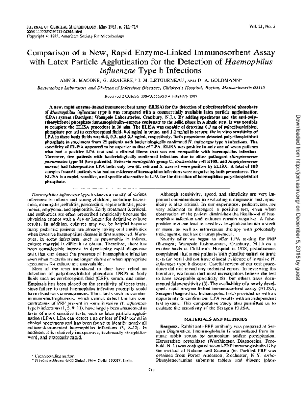 (PDF) Comparison ofa New,RapidEnzyme-Linked Immunosorbent Assay ...