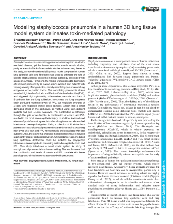 (PDF) Modeling staphylococcal pneumonia in a human 3D lung tissue model ...