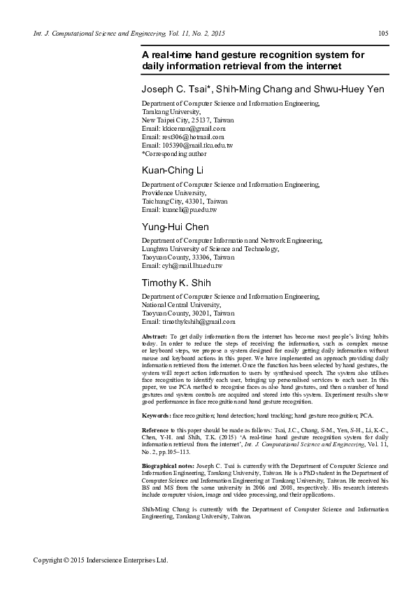 Pdf A Real Time Hand Gesture Recognition System For Daily Information Retrieval From Internet