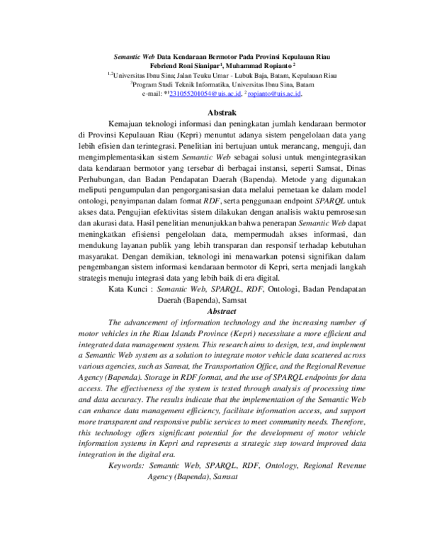 (PDF) Jurnal Semantic Web Data Kendaraan Bermotor Pada Provinsi Kepulauan Riau