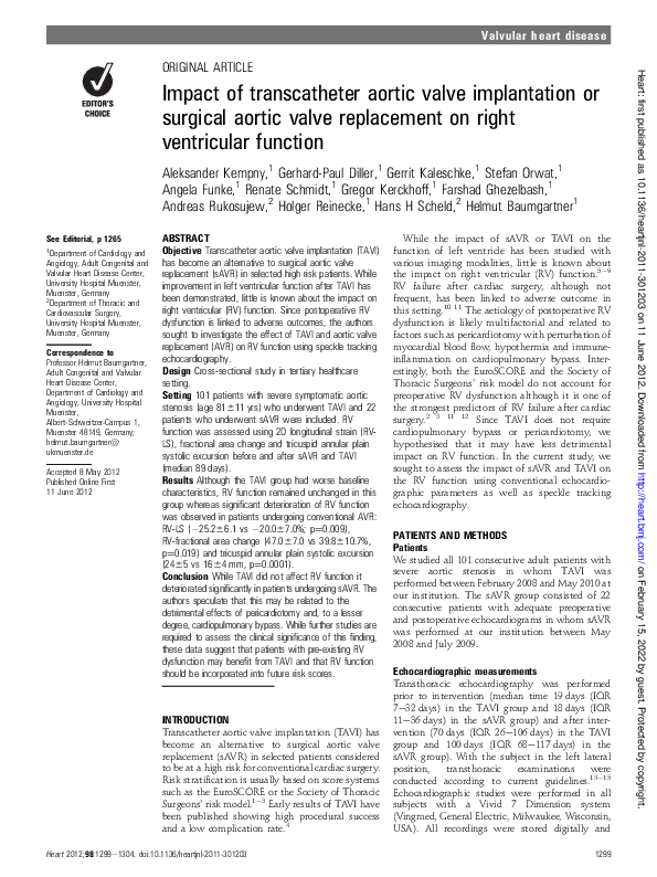 (PDF) Impact of transcatheter aortic valve implantation or surgical aortic valve replacement on ...