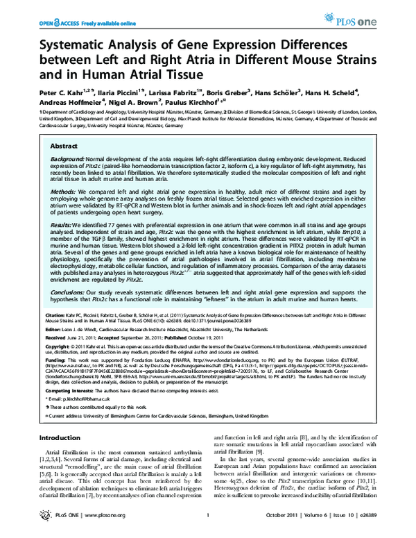 (PDF) Systematic Analysis of Gene Expression Differences between Left and Right Atria in ...