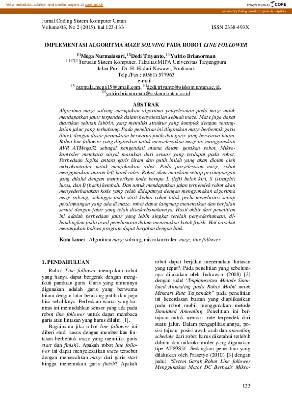 (PDF) Implementasi Algoritma Maze Solving Pada Robot Line Follower