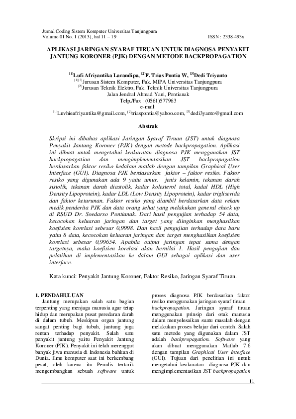 (PDF) Aplikasi Jaringan Syaraf Tiruan Untuk Diagnosa Penyakit Jantung Koroner (PJK) Dengan ...