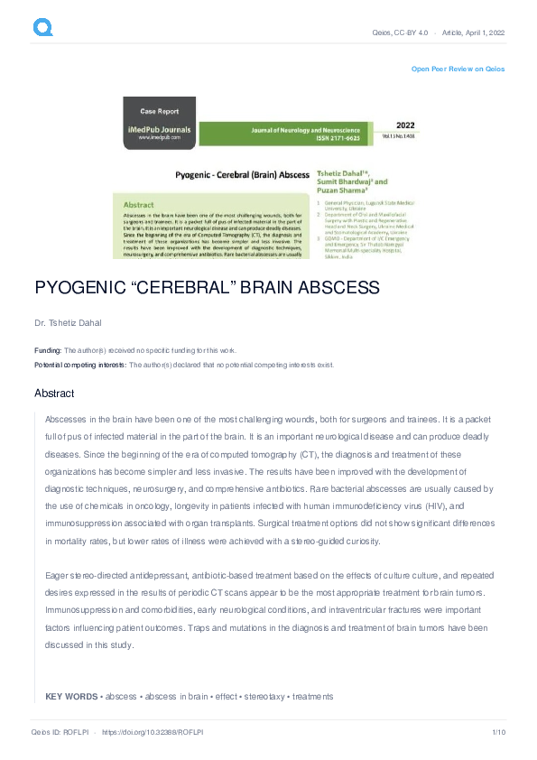 (PDF) Pyogenic “Cerebral” Brain Abscess
