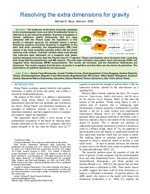 (PDF) Resolving the extra dimensions for gravity