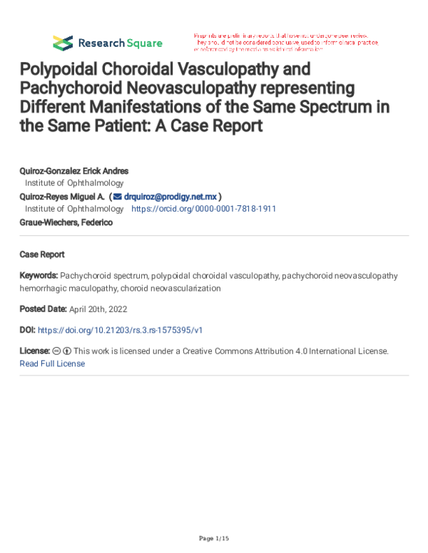 (PDF) Polypoidal Choroidal Vasculopathy and Pachychoroid Neovasculopathy representing Different ...
