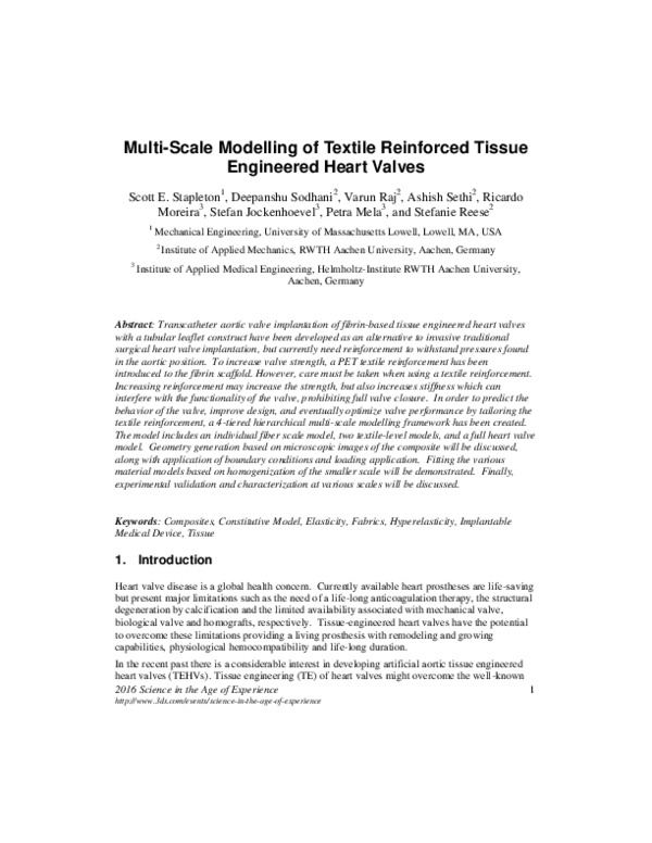 (PDF) Multi-Scale Modelling of Textile Reinforced Tissue Engineered Heart Valves