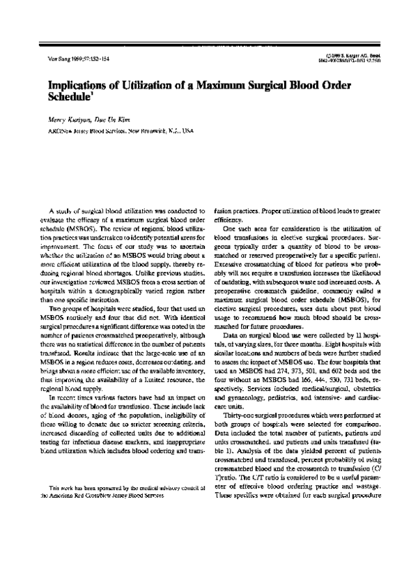 (PDF) Implications of Utilization of a Maximum Surgical Blood Order ...