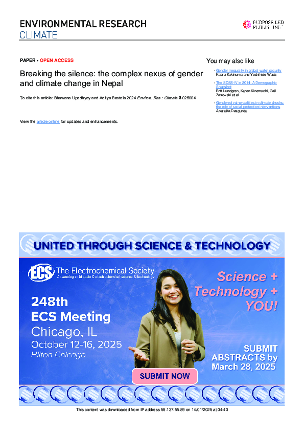 (PDF) Breaking the silence: the complex nexus of gender and climate ...